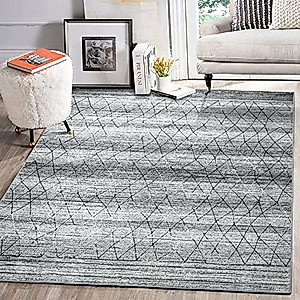 Fashionwu Washable Rug 8x10 Rug Geometric Large Area Rug Boho Disstressed Area Rug for Bedroom Rug for Living Room 8x10 Area Rug Aesthetic Rug Non-Shedding Anti-Slip Rug, Grey