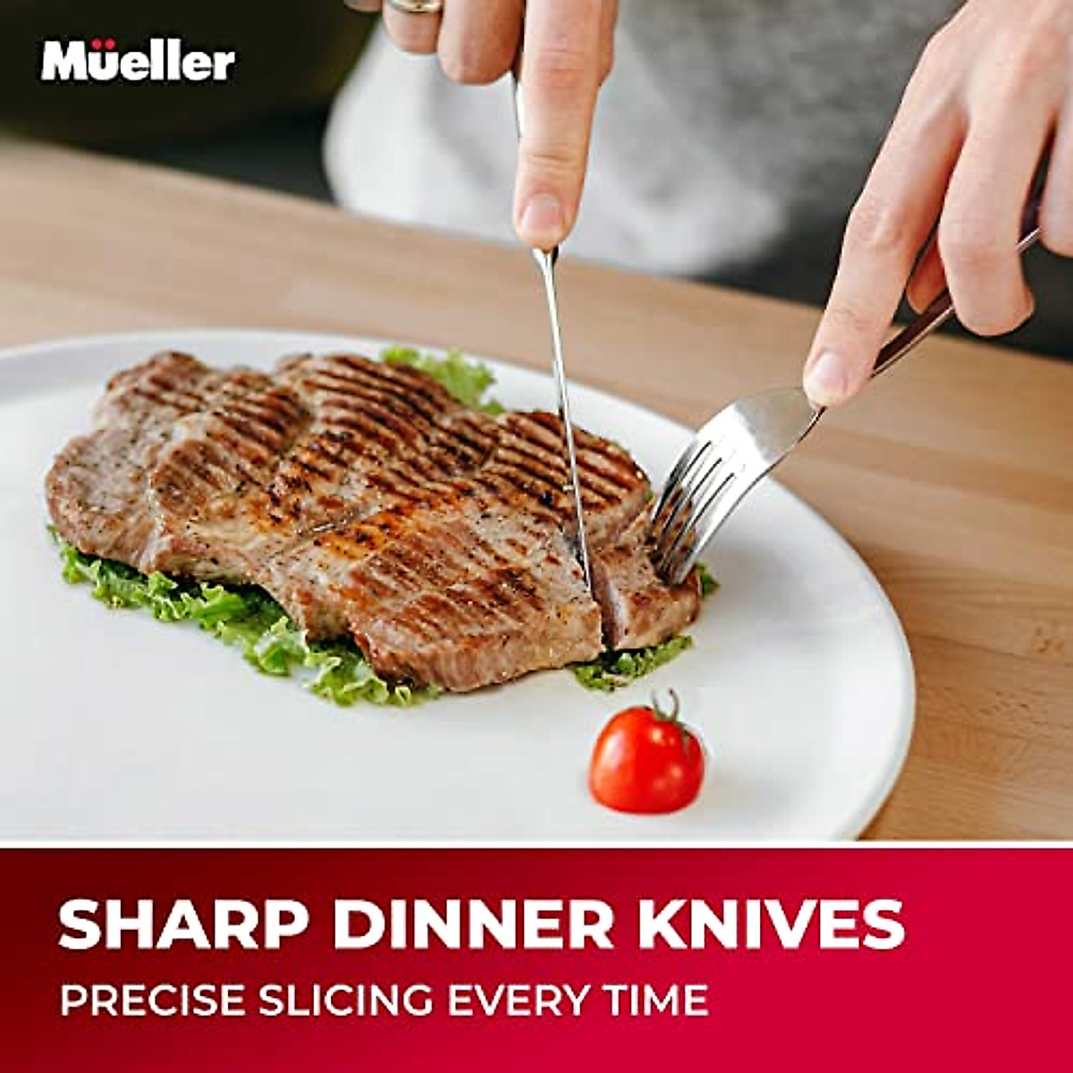 Mueller Flatware Set, 20-Piece Stainless Steel Silverware Set, Elegant Cutlery Set Service for 5 - Spoon, Knife, Fork, Teaspoon, Dishwasher Safe, Ergonomic Shape