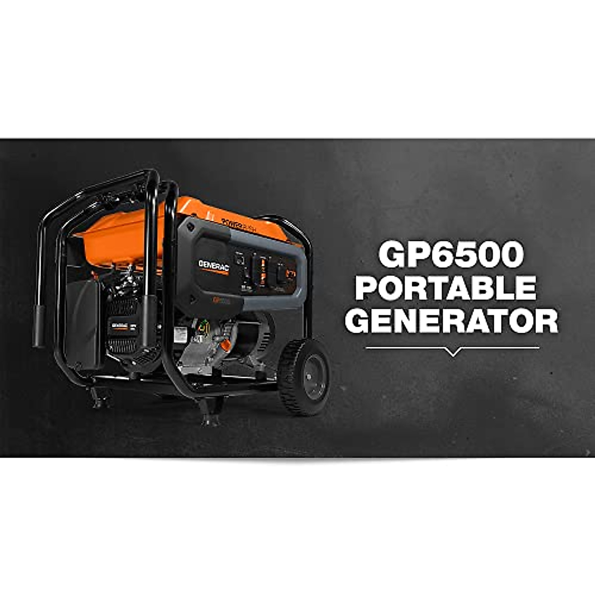 Generac 7681 GP6500 6,500-Watt Gas-Powered Portable Generator - PowerRush Technology for Increased Starting Capacity - Reliable and Durable - Easy Transport and Maintenance - Includes Cord
