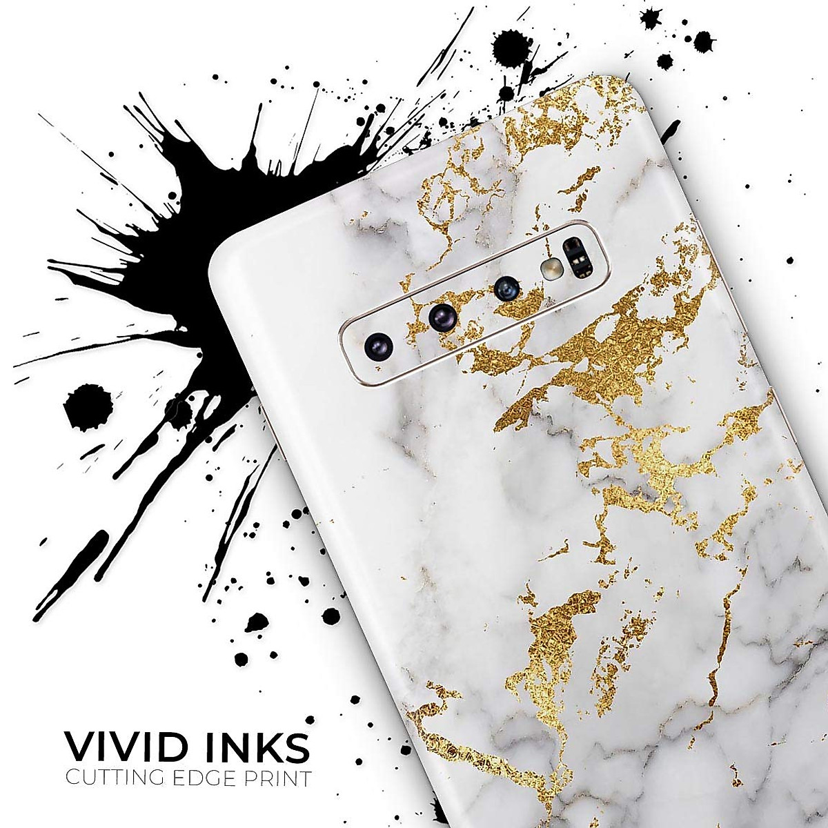 DesignSkinz Marble & Digital Gold Foil V5 Protective Vinyl Decal Wrap Skin Cover Compatible with The Samsung Galaxy S20 (Screen Trim & Back Glass Skin)