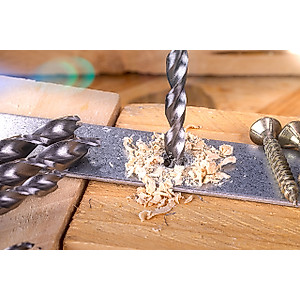 NordWolf 7-Piece HSS Brad Point Wood Drill Bit Set with 1/4" Hex Shank for Carpenter Woodworking, SAE Sizes 1/8"(x3)-3/16"(x2)-1/4"(x2)