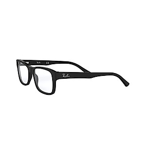 Ray-Ban RX5268 Rectangular Prescription Eyeglass Frames, Matte Black/Demo Lens, 52 mm