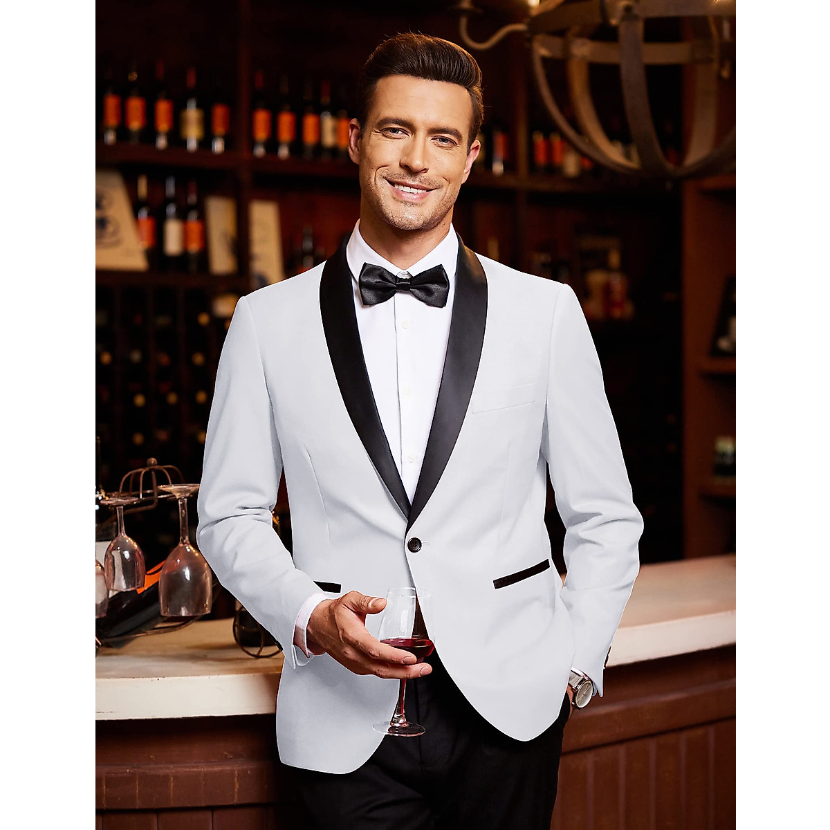 COOFANDY Men's Tuxedo Jacket Wedding Blazer One Button Dress Suit for Dinner Prom Party