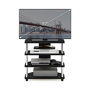 Furinno Turn-N-Tube Easy Assembly 4-Tier Petite Entertainment Center / TV Stand / TV Unit / TV Desk, Stainless Steel, Americano/Chrome