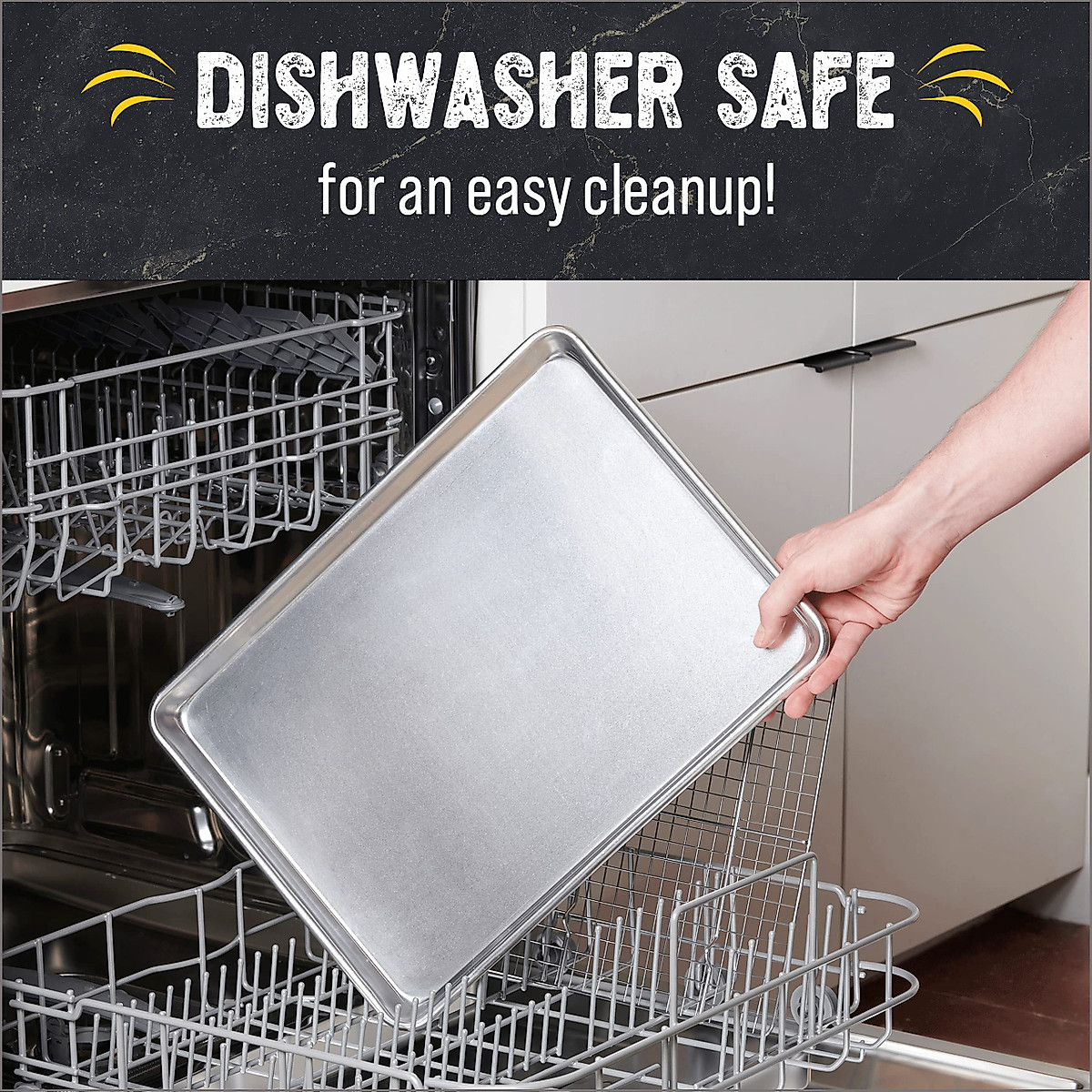 Checkered Chef Baking Sheet Set - Large 13" x 9.5" Stainless Steel Quarter Pan for Baking w/Oven Safe Cooling Rack