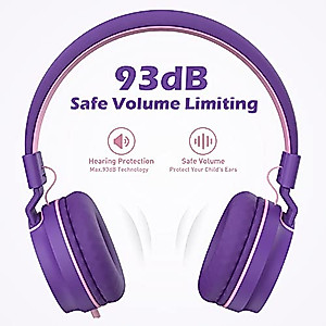 AILIHEN I35 Kid Headphones with Microphone Volume Limited 93dB Children Girls Boys Teen Lightweight Foldable Wired Headset for School Online Course Chromebook Cellphones Tablets