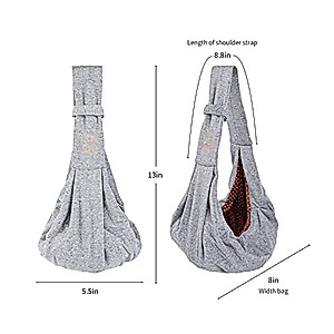 Dog Cat Sling Carrier, Subway Hands-Free Dog Cat Carrying Bag, Double-Sided Reversible Soft Fabric Puppy Sling, Outdoor Breathable Cotton Carrier for Small Dog Cat Pet