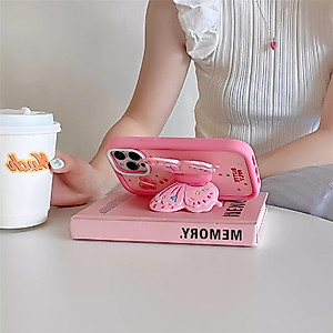 15 Pro Max Case for iPhone 14 Pro Max Case Cute iPhone 15 Pro Max Case with Kickstand 3D Butterfly Silicone Girls Women Phone Cases Cover Lens Shockproof Protector for iPhone 14 Pro Max (14 Pro Max)