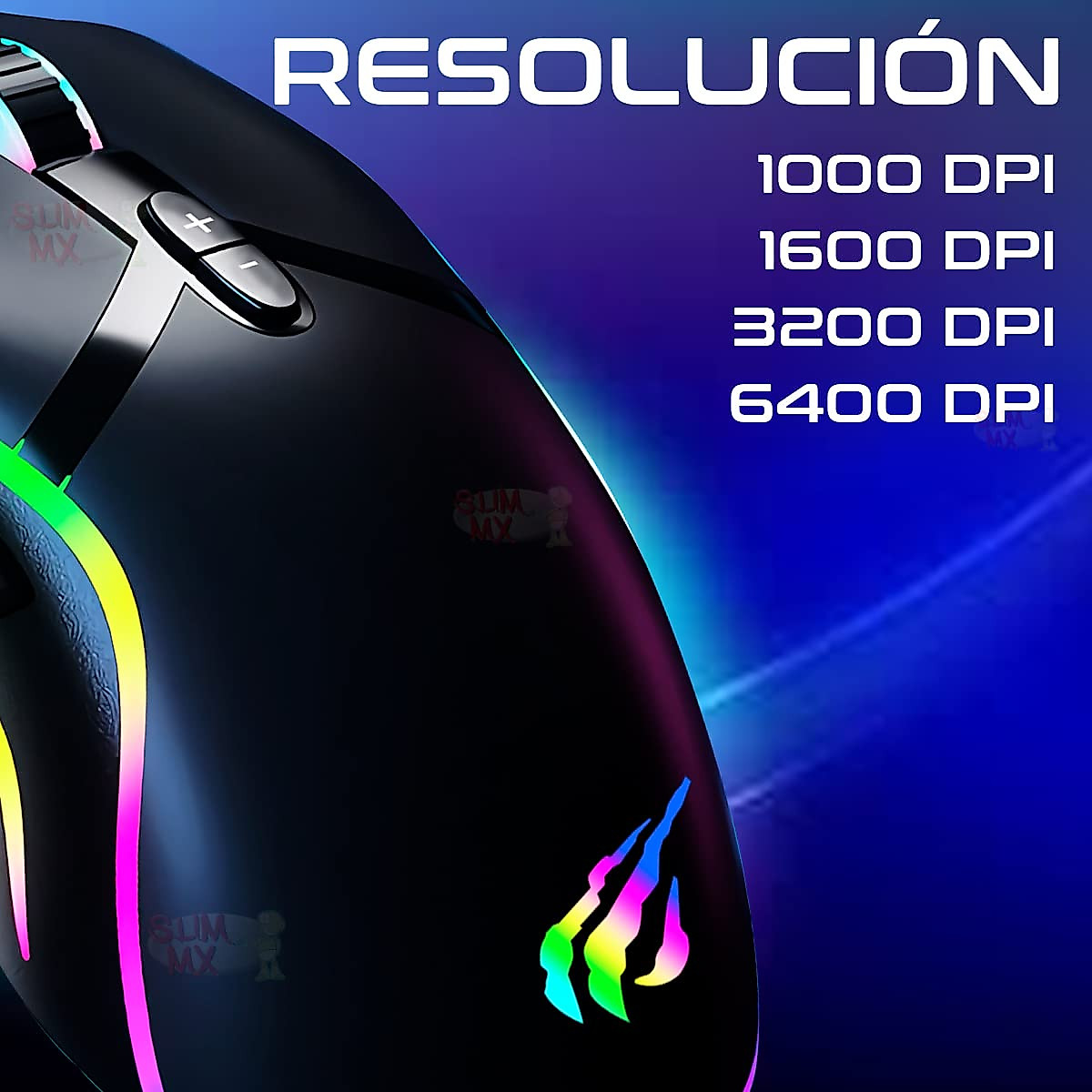 Slim Company Mouse Gamer USB Wired 7 Buttons 6400dpi Havit Ms1026 RGB