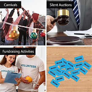 500 Pieces Basket Tickets Auction Chinese Ticket Raffle Fundraiser Tickets Sheets Blue 3.5"×4.5" for Events Silent Carnival Drink Door Prize Penny Auction-500 Numbers