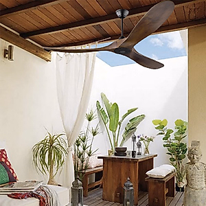 XCWIIE 60 Inch Ceiling Fan Without Lights, Outdoor Ceiling Fan For Patios Waterproof, 3 Blade Ceiling Fan With Remote Control, Indoor Outdoor Ceiling Fan With Reversible Dc Quiet Energy Saving Motor