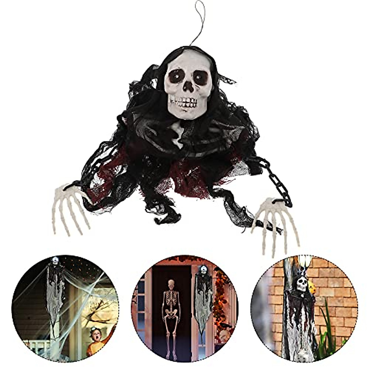 1pc Luminous Horror Ghost Pendant Halloween Haunted House Hanging Adornment Decor for Celebration Party