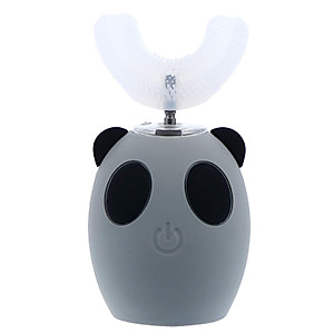 Healifty Kids Automatic Toothbrush Cartoon Panda Ergonomic U- Shaped Toothbrush (Age 7-15) Light Grey