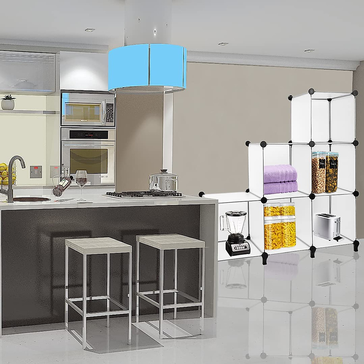 Gold Armour Cube Storage 6-Cube Bookshelf Closet Organizer Storage Shelves Shelf Cubes Organizer Plastic Square Bookcase DIY Closet Cabinet Organizer Shelving for Home Office Bedroom (Black)