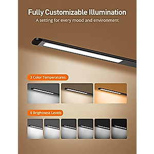 sympa LED Desk Lamp, Aluminum Alloy Dimmable LED Table Lamp with 3 Color Modes, 6 Brightness Levels, USB Charging Port, Adjustable Angle, Memory Function, Table Lamp for Home Office Lighting, Grey