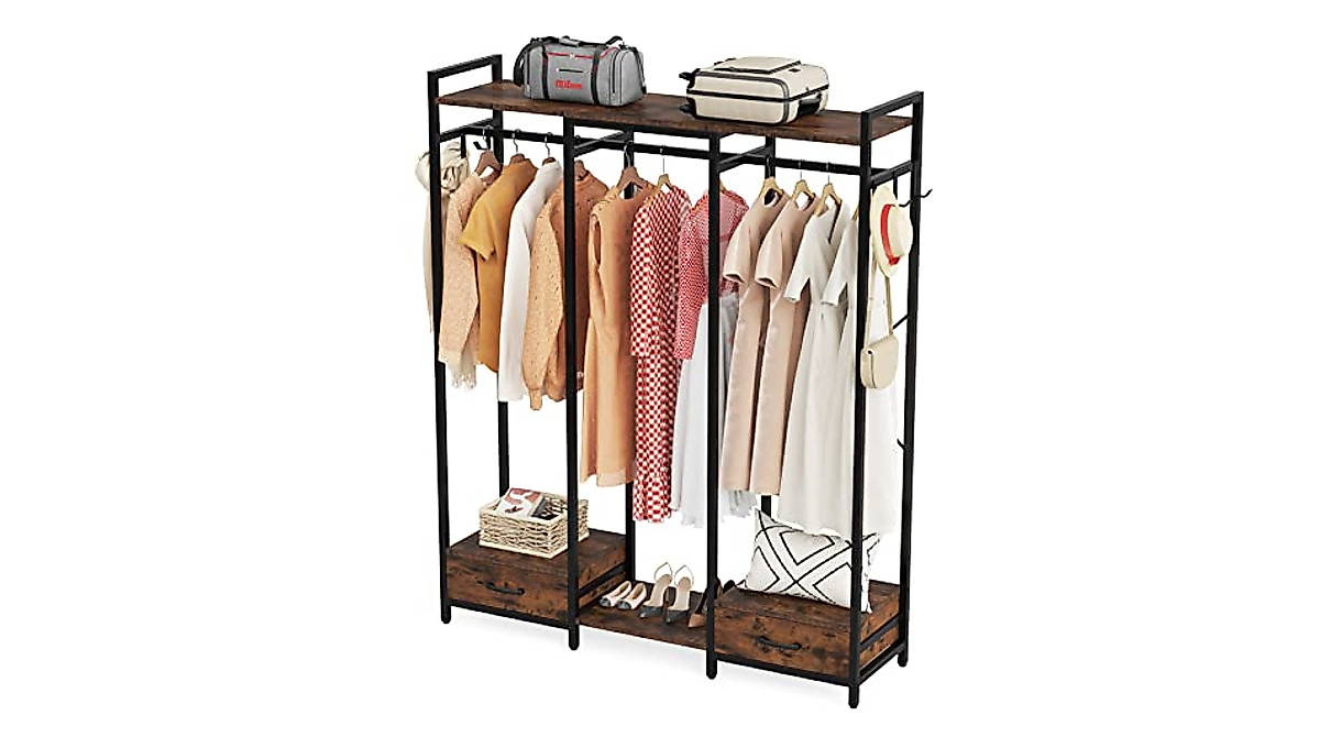 Tribesigns Clothes Rack with Storage Drawers for Bedroom & Living Room