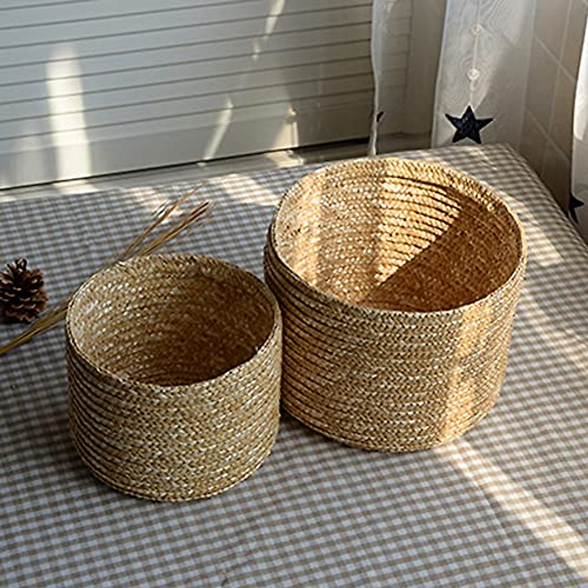 Adarl Decorative Baskets with Lid, Woven Storage Baskets for Home Office Decor