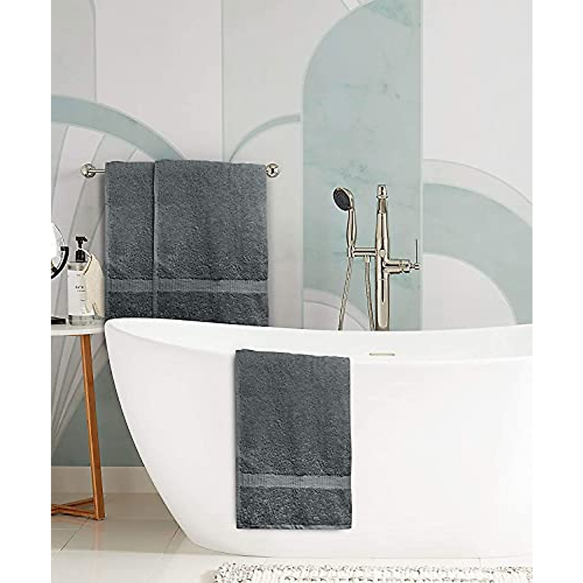 Simpli-Magic 79403 Bath Towels, Gray, 24x46 Inches Towels for Pool, Spa, and Gym Lightweight and Highly Absorbent Quick Drying Towels