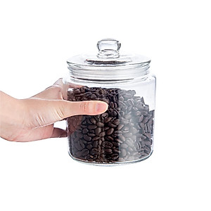 Restaurantware Vetri 0.2 Gallon Glass Storage Jar 1 Dishwashable Glass Cookie Jar - Airtight Seal Wide Opening Clear Glass Candy Jar Knob Handle Lid For Kitchen Laundry Or Storage