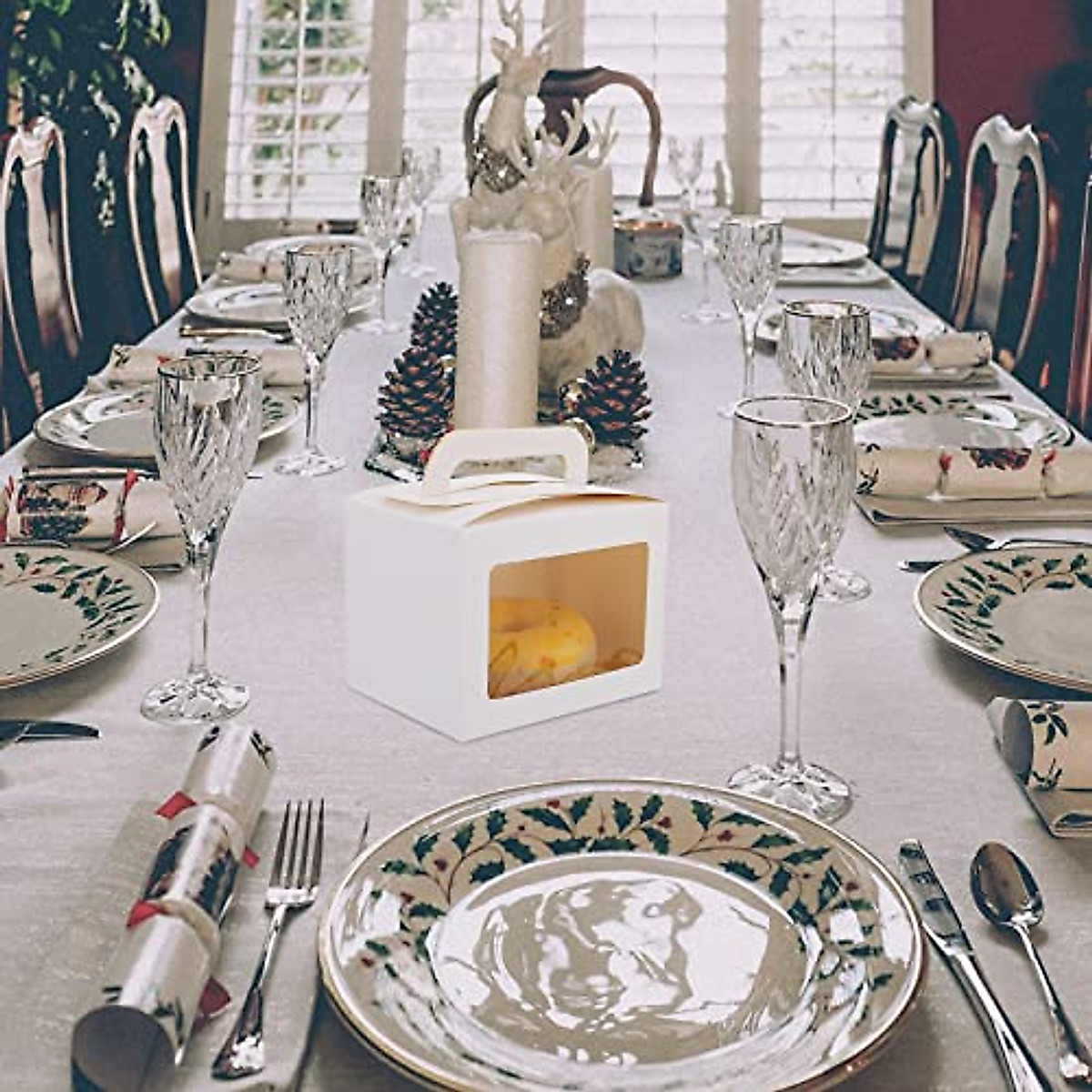 iplusmile Boxes Window White Carrier Wedding Food Mini Age Clear Cookie Treat Aging Macaron for Party S Egg Pastry Christmas Paper Tart Holder Cake Take Kraft Dessert Cuake Muffin Out