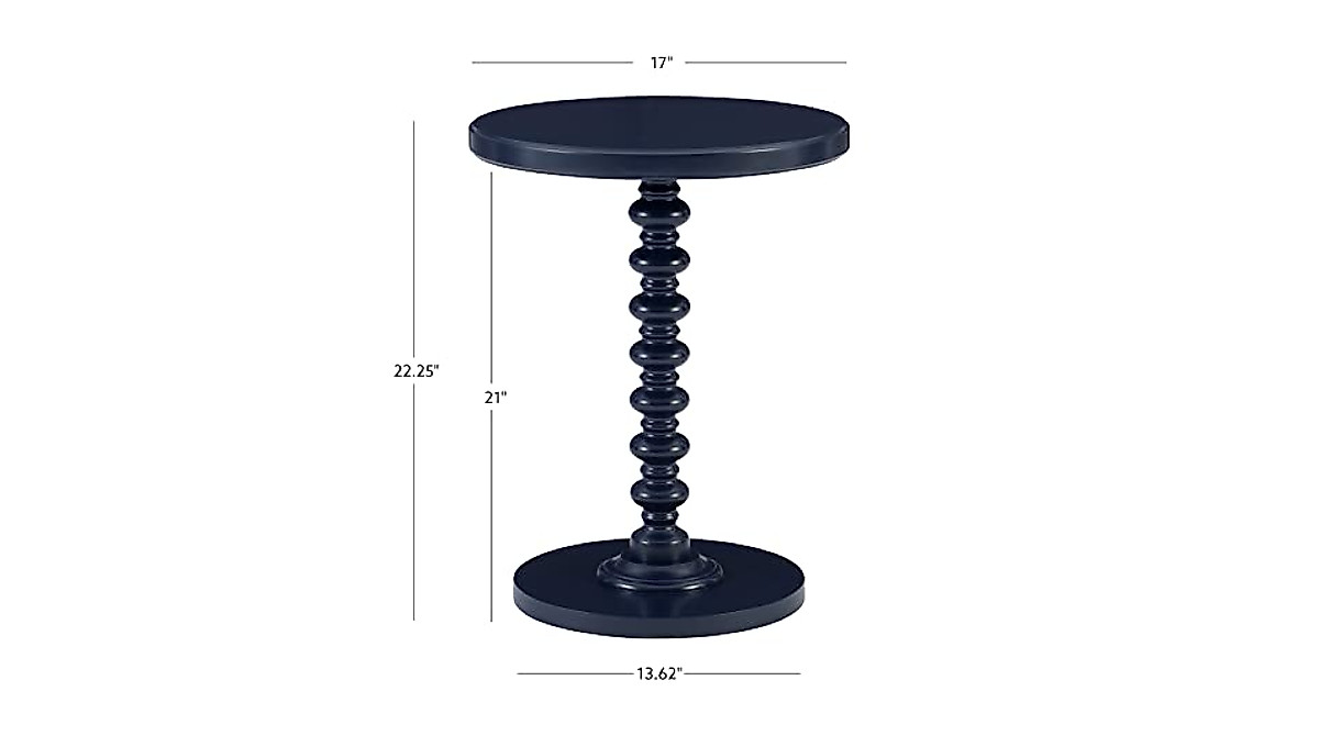 Stylish Navy Blue Accent Table with Pedestal Base