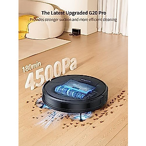 Honiture Robot Vacuum and Mop Combo, G20 Pro Robot Vacuum Cleaner 3 in 1, 4500pa Strong Suction, Self-Charging, App&Remote&Voice Control, Compatible with Alexa, Ideal for Carpet, Hard Floor, Pet Hair