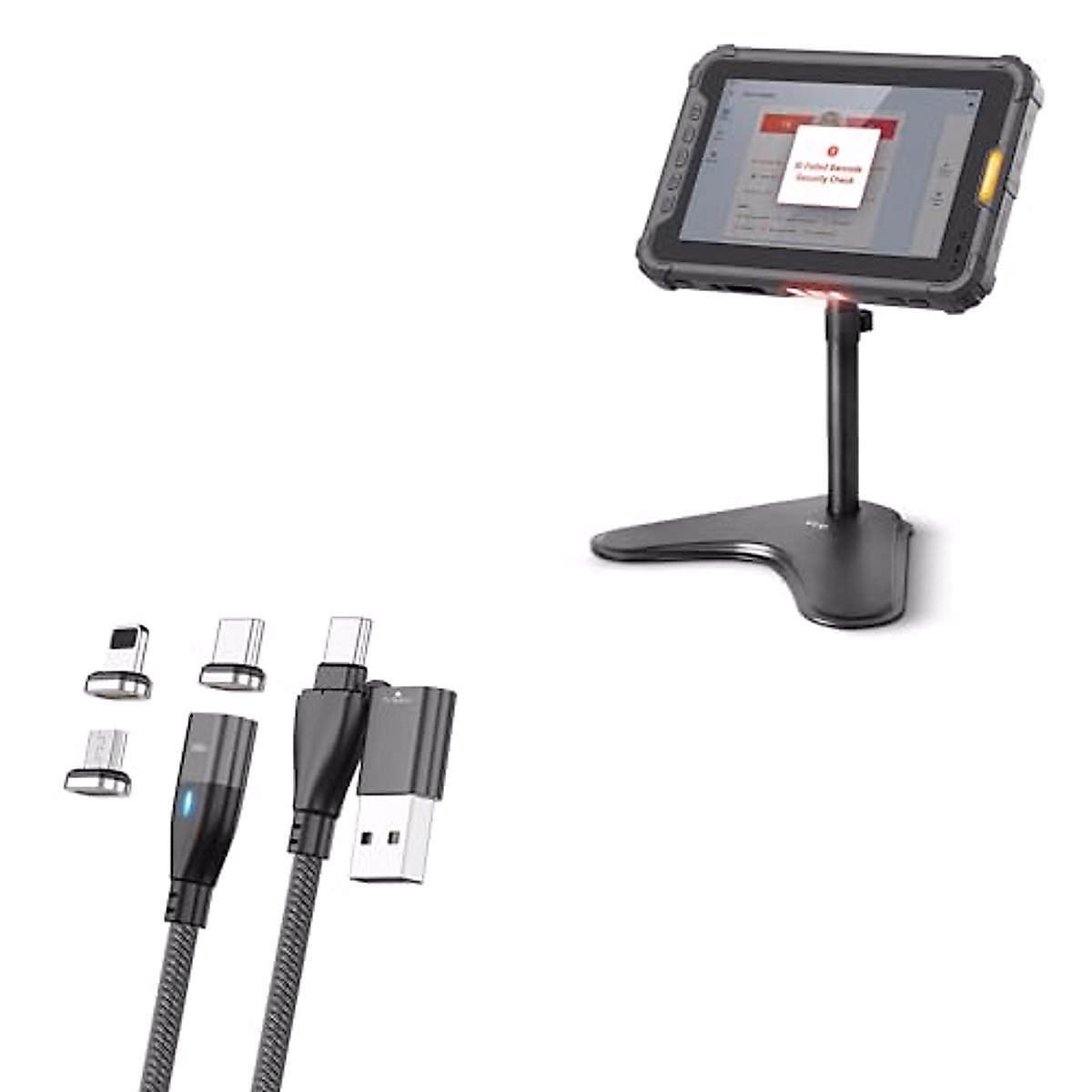 BoxWave Cable Compatible with ID Scan IDWare Falcon ID & Passport Scanner - MagnetoSnap PD AllCharge Cable (100W), Magnet PD 100W Charging Cable USB Type-C Micro USB - Jet Black