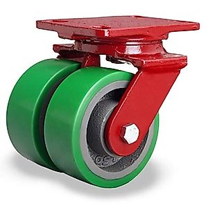Hamilton Heavy Service Dual-Wheel Swivel Caster Part# S-HS2-5DB 5" x 2" Duralast Polyurethane (95A) on Cast Iron Wheels with 1/2" Sealed Precision Ball Bearings - 1,800 lbs Capacity - USA Made