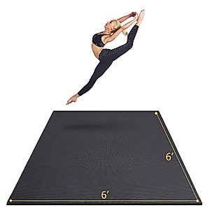 GXMMAT Large Yoga Mat 6'x6'x7mm, Thick Workout Mats for Home Gym Flooring, Extra Wide and Thick, Non-Slip Quick Resilient Barefoot Exercise Mat, Ultra Comfortable Cardio Mat for Pilates, Stretching
