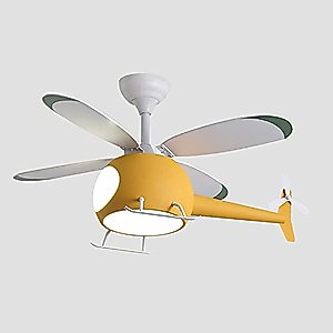 KNOXC Chandelier Home Cartoons Airplane Fan Light Child Electric Fan Modern Simplicity Ceiling Light Ceiling Fan Lights 6-Speed Speed Regulation Mute Ventilator/Yellow