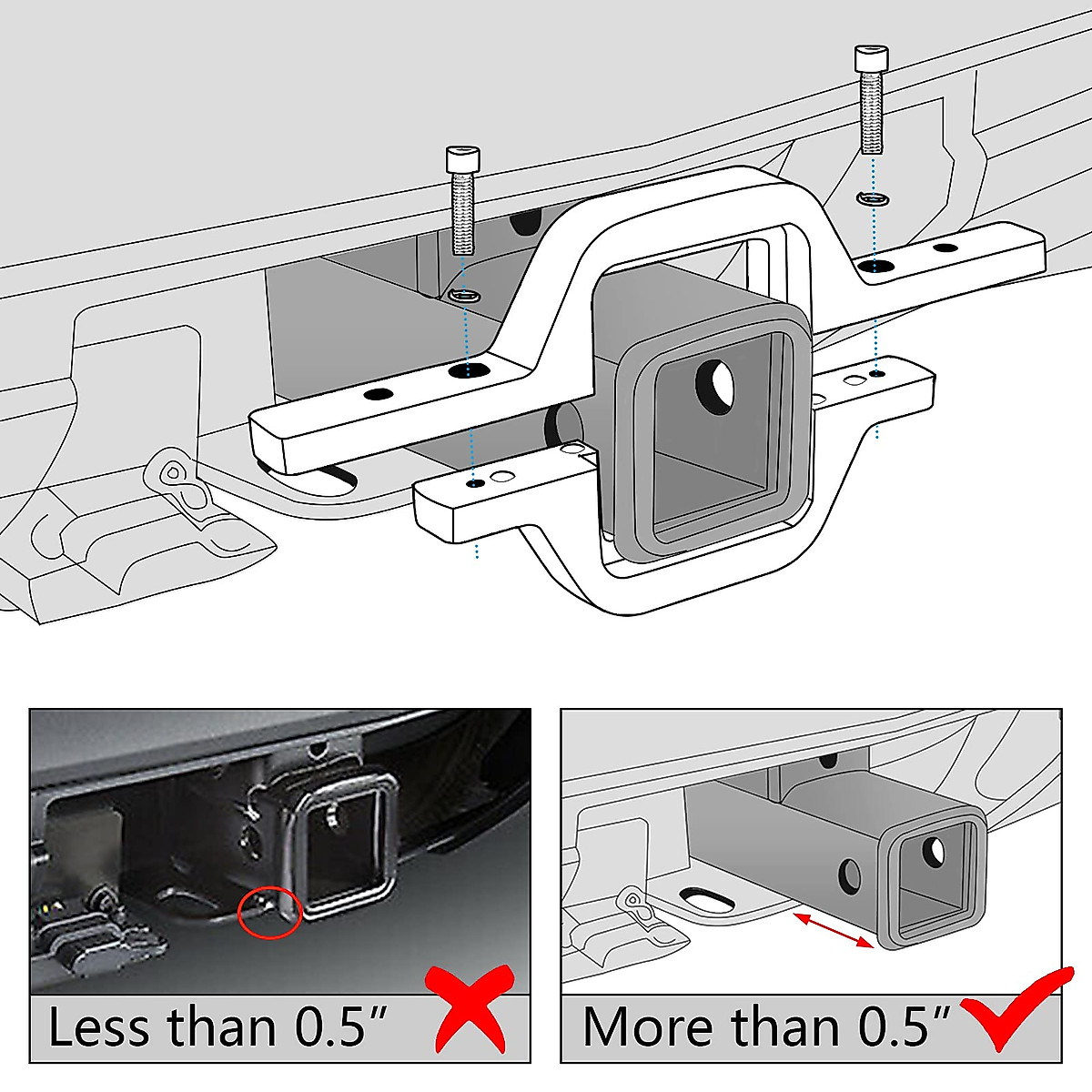 Dasen Universal Tow Hitch Receiver Light Bar Mount Bracket Compatible with Dual LED Cube/Work Lights Pod Backup Rear Reverse Truck Trailer SUV Off-Road