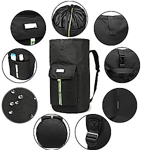 SUOVOCK laundry bag backpack, extra-large heavy duty laundry bags, laundry backpack for college students, with drawstring closure(Black Laundry Backpack Bag)