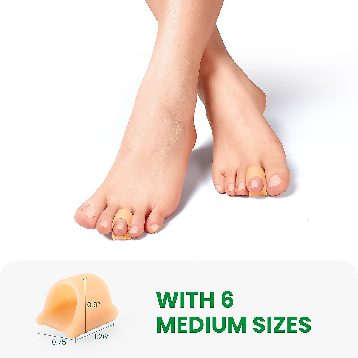 Bukihome Hammer Toe Straightener - 6 Pack Toe Splints - Soft Gel Hammer Toe Cushion - Realign Bent, Curled, Crooked, Claw, Hammer Toes - Toe Corrector for Men and Women, Medium Size