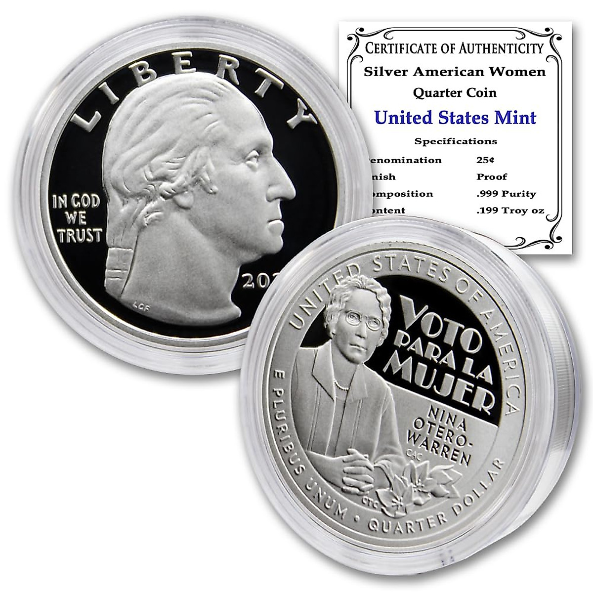 2022 S Set of (5) Limited Edition American Women Silver Proof Quarter Coins (in Capsule) with Certificate of Authenticity 25¢ Seller Proof