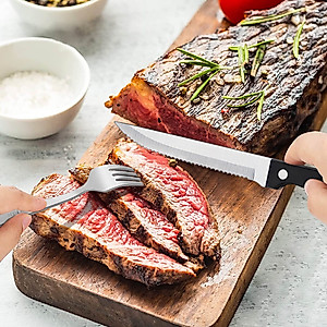 LIANYU 48-Piece Matte Silverware Set with Steak Knives, Stainless Steel Flatware Cutlery Set for 8, Square Eating Utensils Tableware Include Forks Knives Spoons, Dishwasher Safe