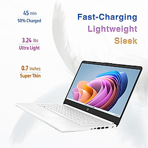 Hp Newest 14" Ultral Light Laptop, 314GB Storage(64GB eMMC+250GB Portable SSD), Intel Quad-Core N4120, 1 Year Office 365, HDMI, WiFi, USB-A&C, Long Battery Life, Win 11S (8GB RAM, White)