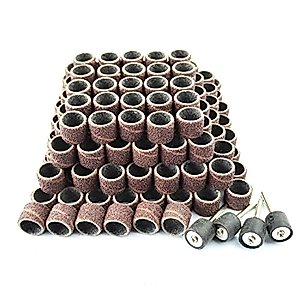 Merryland Drum Sander Sanding Band for Dremel 184pcs, 80# 1/2" Sanding Sleeve 180pcs and Mandrel 4pcs Rotary Tool, Electric Power Tool Accessory DIY, RMTA184C1