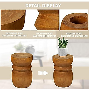 Uziass Wood Side Table Tree Stump Stool, 15”H End Table Round Outdoor Garden Natural Tree Stump Side Table for Living Room Bedroom Patio Balcony Home Decor