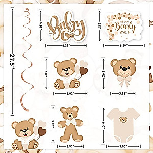 20Pcs Neutral Cream Bear Baby Shower Party Hanging Swirls, Nude Teddy Bear Foil Ceiling Swirls Decor, Boho Brown Bear Kids Birthday Gender Reveal Wedding Bridal Shower Grad Anniversary Party Supplies