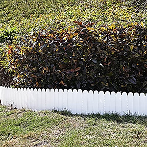 EEOCWF 10PCS White Garden Edging Borders, 8.66"X10.6" Plastic Garden Landscape Edging, 7.2ft Interlocking Decorative Garden Fences Edging, Lawn Edge Flower Bed Border for DIY Patio Walkways Yard