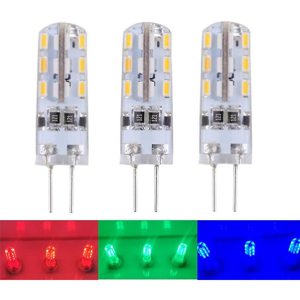 Best to Buy (8-Pack) Brightest 2-Watt G4 LED Bulb 12V AC/DC, 24 SMD 3014 LED, 2W Green Blue Red Color (Jc10 Bi-pin 10-13W Replacement) (Green) (Green)
