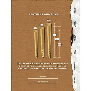 ZIG-ZAG Pre-Rolled Cones - Natural Unbleached Pre Rolled Rolling Papers Bulk Pack - Easy to Use and Convenient - 1 ¼-Inch Size - Pack of 50