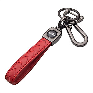 TANGSEN Red Leather Keychain Handmade Wrist Strap Fingerprint Resistant