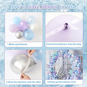 Ice Snow Birthday Party Decorations, 159 PCS Snowflake Balloon Garland Arch Kit,Blue Purple Iridescent Exploding Star Foil Balloon for Princess Winter Wonderland Birthday Christmas Party Decor
