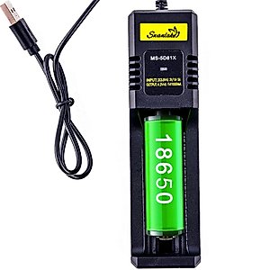 Swanlake 18650 Battery Charger,Single-Slot Intelligent Battery Charger for 3.7V Li-ion 18650,26650,21700,18500,18350,16650 Rechargeable Battery (not Including Battery