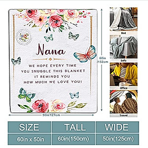 YRAQLVU Nana Gifts Throw Blanket from Granddaughter to My Grandma Happy Birthday Gifts Ultra-Soft Flannel Blankets for Couch Lightweight Travel Blanket for Women 50"x60"