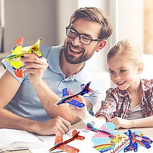 WODMAZ 28 Pack Valentines Day Cards for Kids, 7 Different Designs Foam Airplanes with Valentines Gift Cards for Boys Girl School Classroom Exchange Prize, Fun Planes Valentines Party Favors Toys