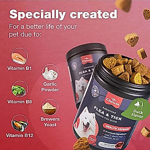 CHEWIA Flea & Tick Prevention Chews for Dogs - 180 Soft Duck Flavor Chews - Natural Dog Flea and Tick Supplement - Flea and Tick Prevention Pet Supplies for Dogs of All Breeds, Ages & Sizes