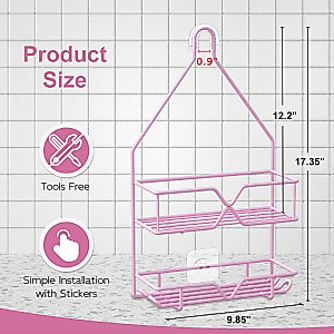 TreeLen Pink Shower Caddy Over Shower Head, Pink Bathroom Accessories, Gift for Girlfriend, Wife, Little Girl