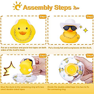 MuMyer Duck Car Dashboard Decorations Rubber Duck Car Ornaments for Car Dashboard Decoration Accessories with Mini Swim Ring Sun Hat Necklace and Sunglasses (Cowboy Hat&Pink Duck)